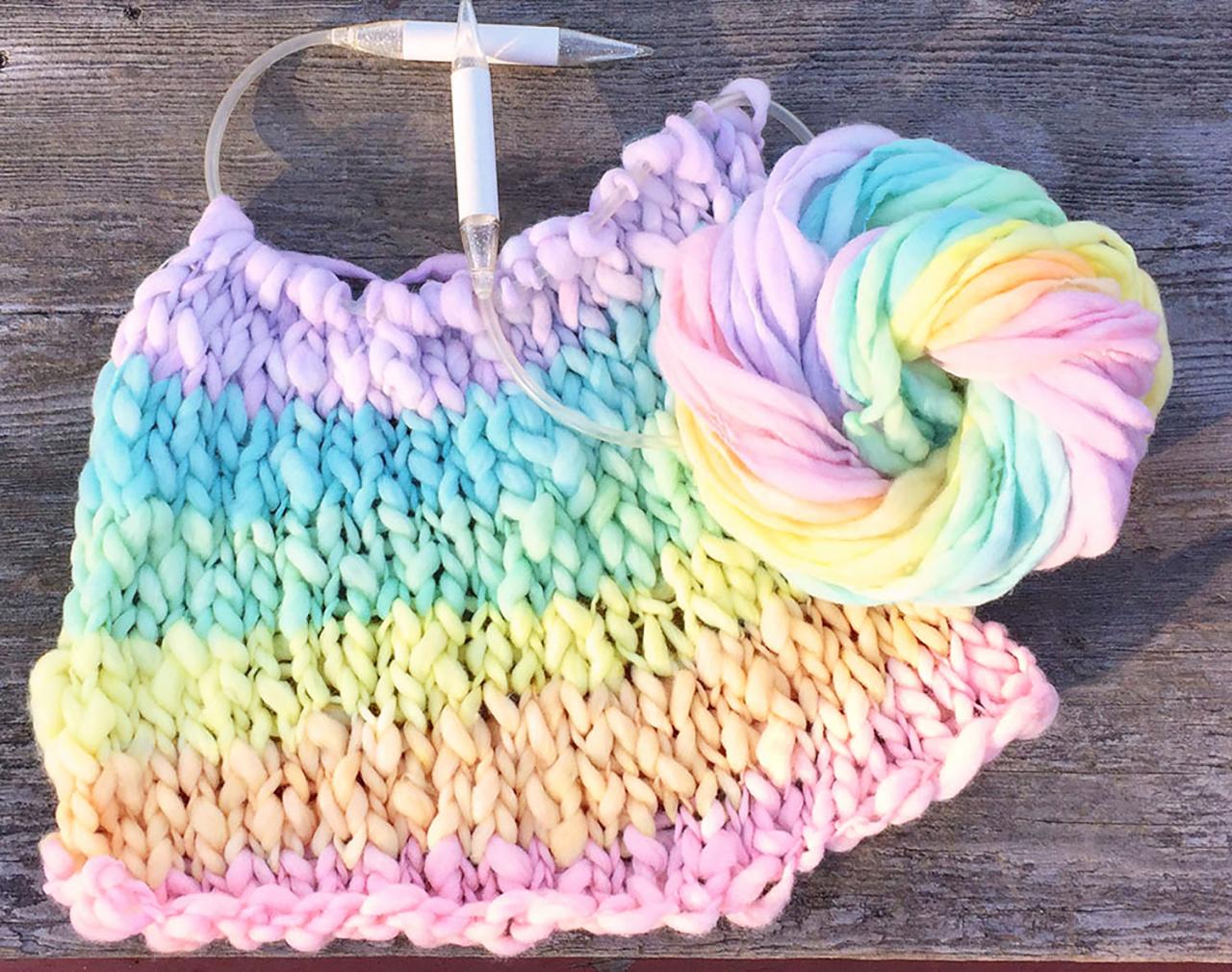 Pastel Rainbow Yarn, Hand Spun Thick And Thin, Super Bulky, In Merino ...